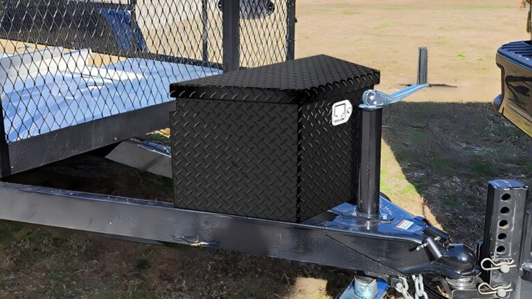 High Quality Black Draw Bar Mounted Aluminium Tool Box